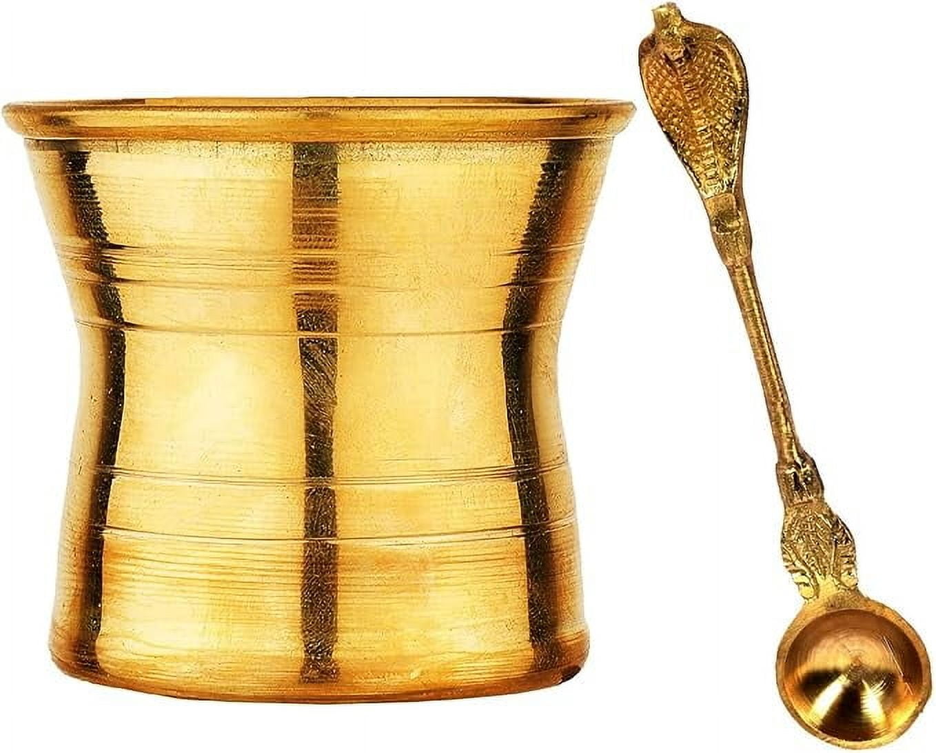 Brass Handmade Anchmani Panchapatra Puja/Pooja Lota and Hawan Spoon ...