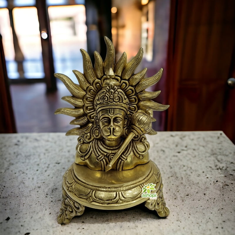 Brass Hanuman Bust Statue 13 Inches - Unique Religious Décor for Home ...