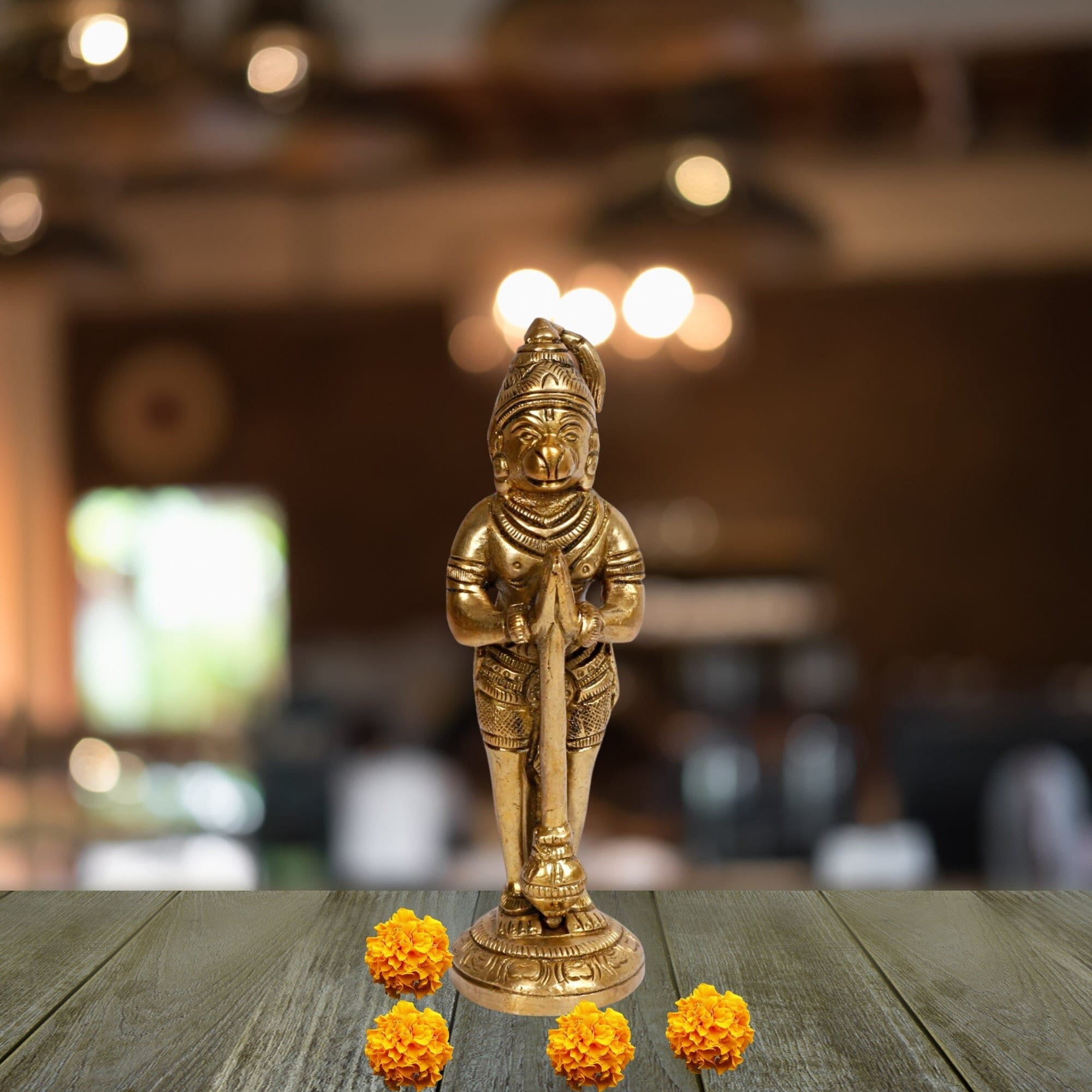 Brass Hanuman Standing Statue, Hindu Monkey Deity Brass Hanuman ...