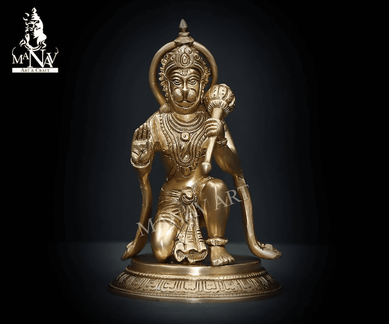 Brass Hanuman Statue, 21 CM Hanumana Idol, Maruti Nandan, Hanuman ji ...