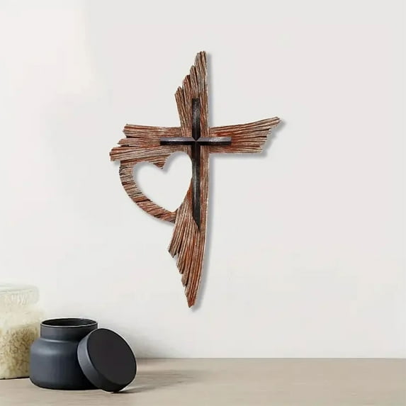 Brass Heart Wall Hanger with Weathered Wood Art Sculpture – Decorative ...