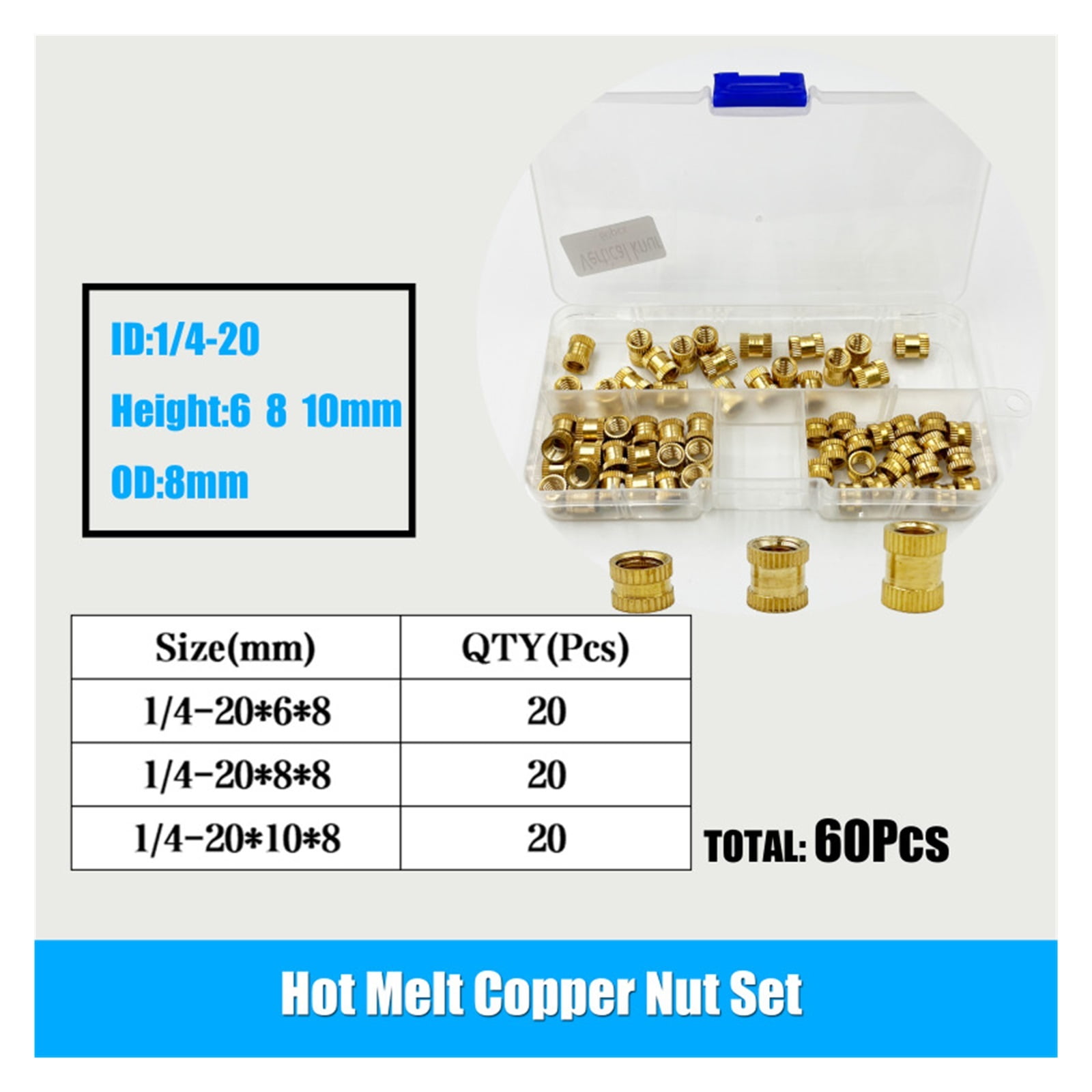 Brass Heat Threaded Insert Nut Knurled Brass Hot Melt Molding Injection ...