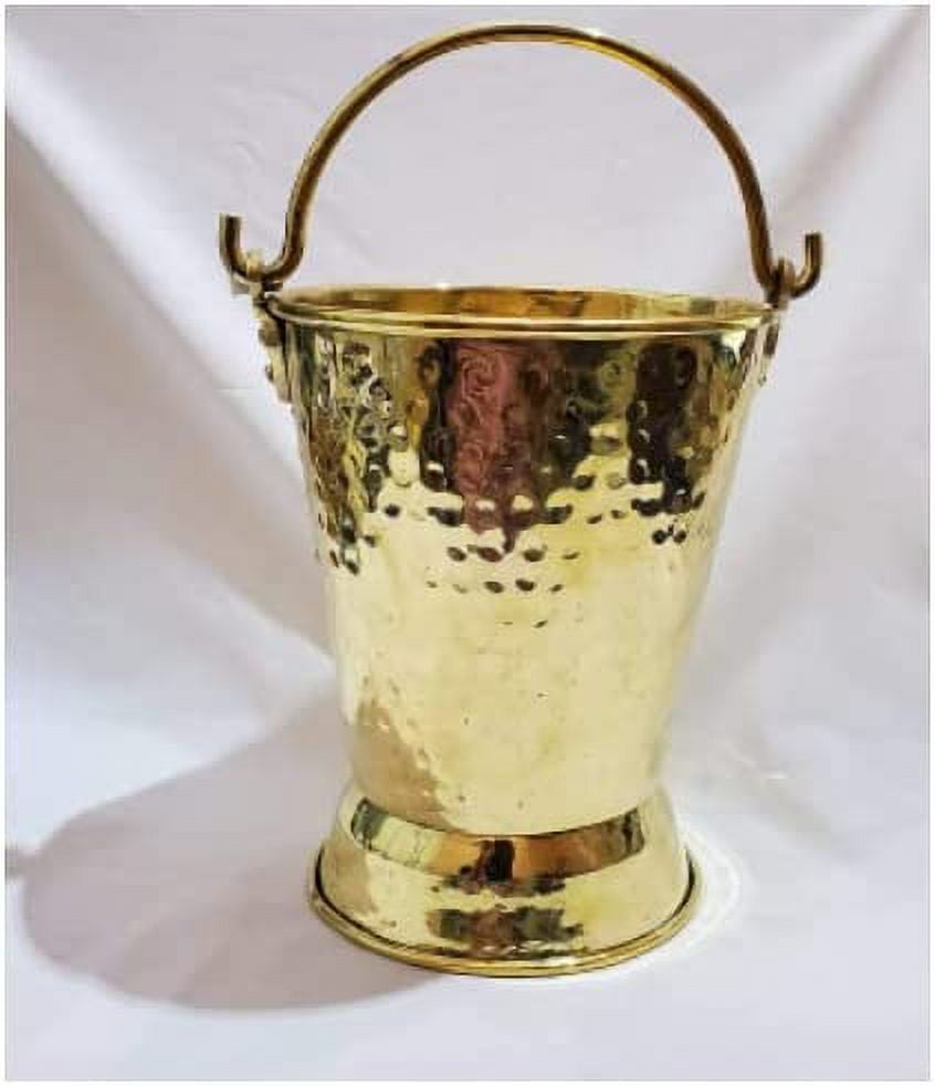 Brass Heavy Weight Hammered Design Bucket (Approx. 2.5 Ltr, Dia. 6.25 ...