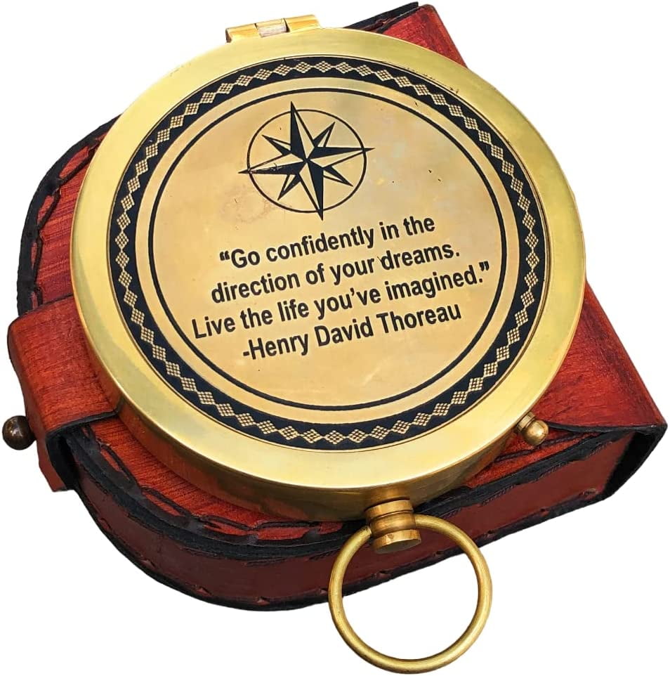 Brass Henry David Thoreau's Go Confidently Poem Compass Nautical ...