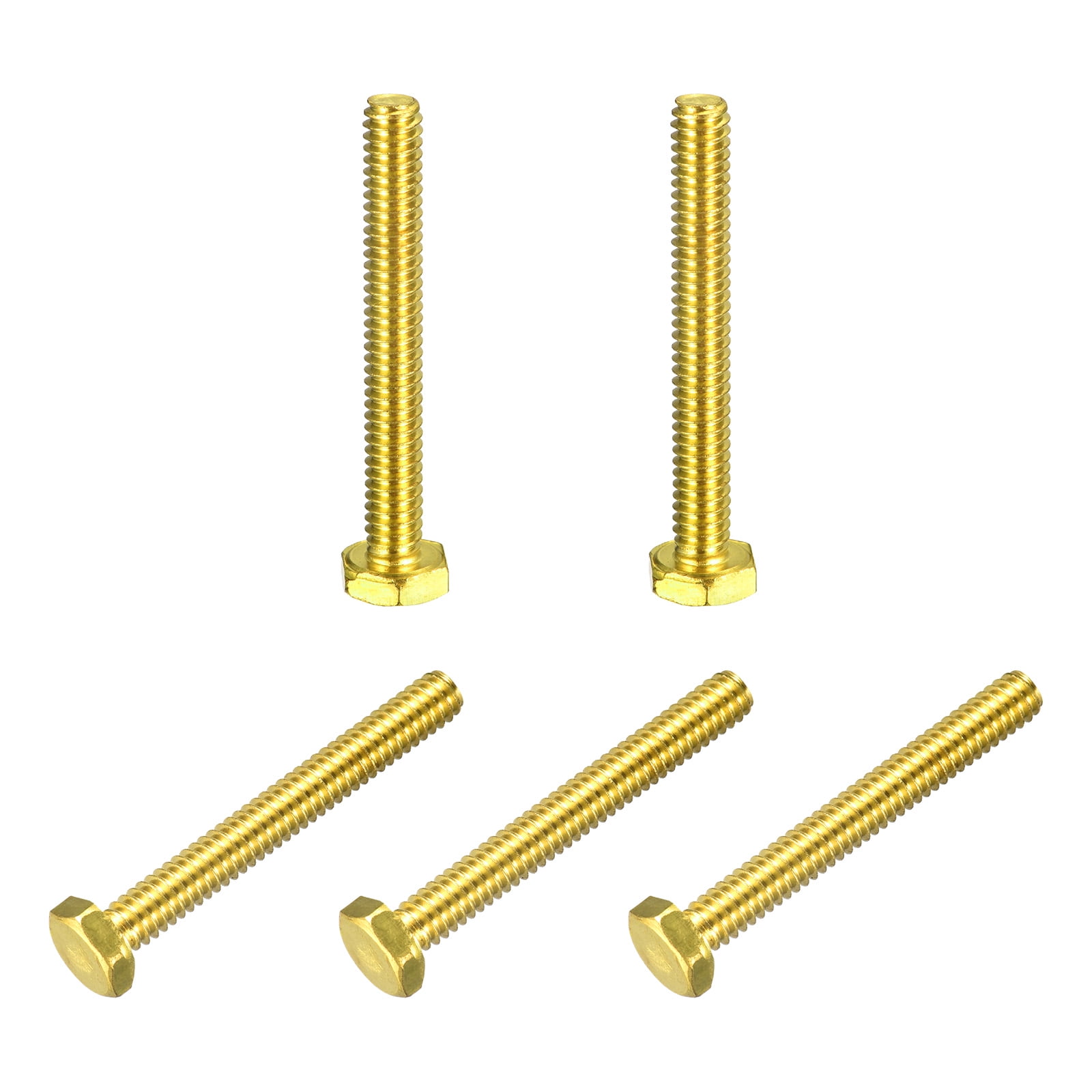 Brass Hex Bolts, 1/4-20x2" 5 Pack Fully Thread Grade 4.8 Machine Screws ...