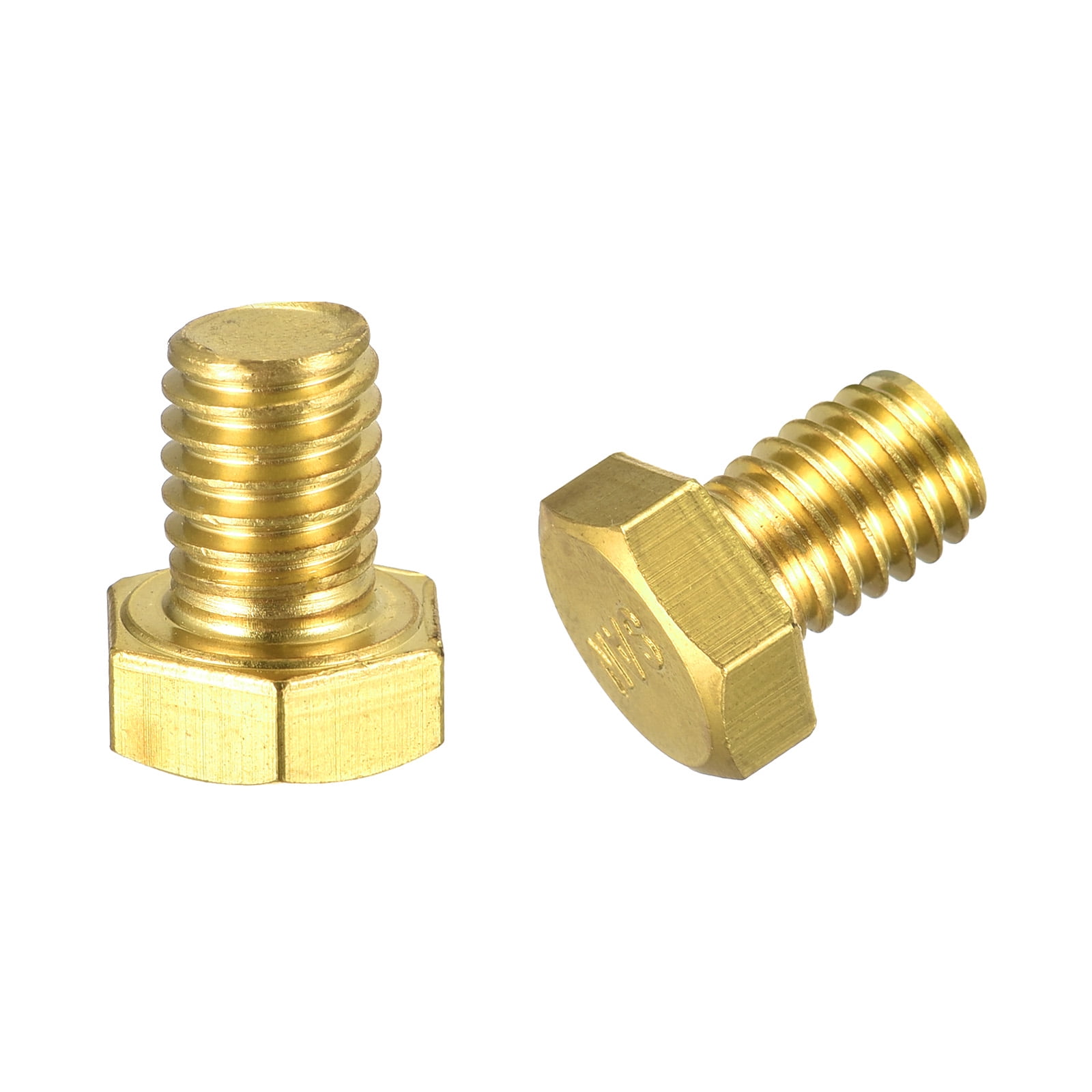 Brass Hex Bolts, 3/8-16x1/2" 2 Pack Fully Thread Grade 4.8 Machine ...