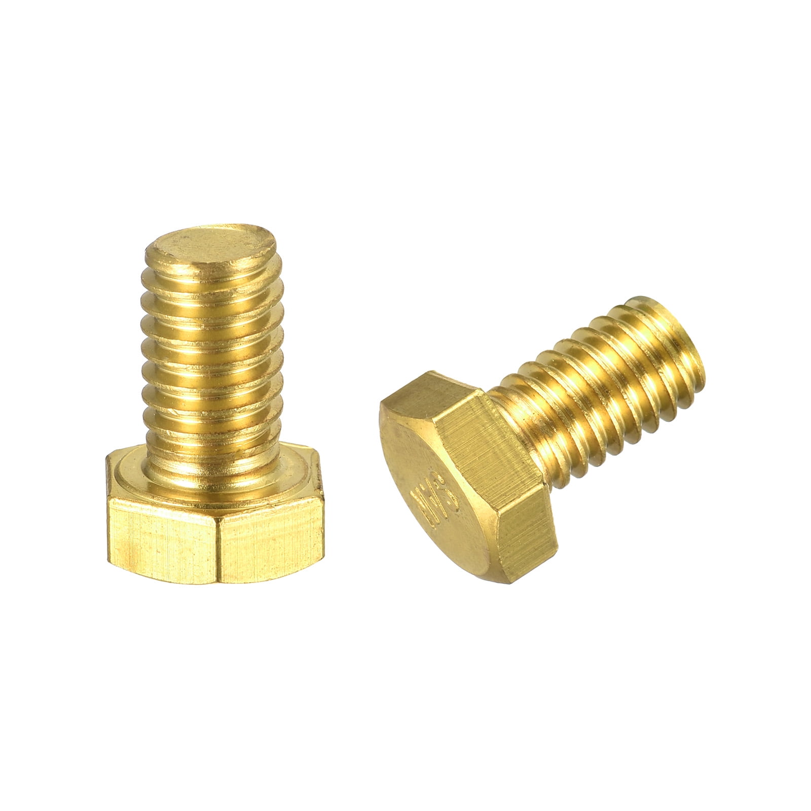 Brass Hex Bolts, 3/8-16x5/8" 2 Pack Fully Thread Grade 4.8 Machine ...