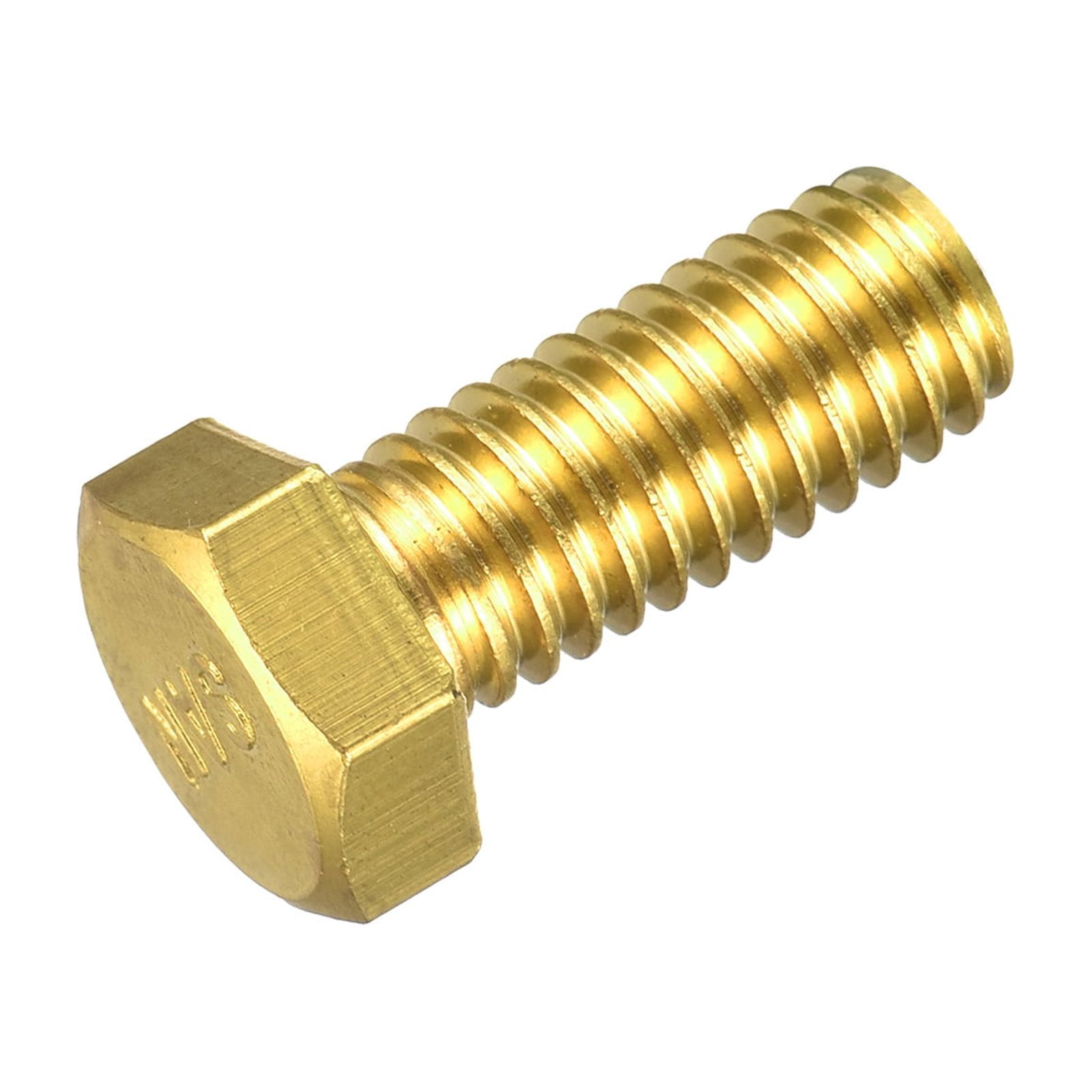 Brass Hex Bolts, 3/8-16x7/8" 1 Pack Fully Thread Grade 4.8 Machine ...