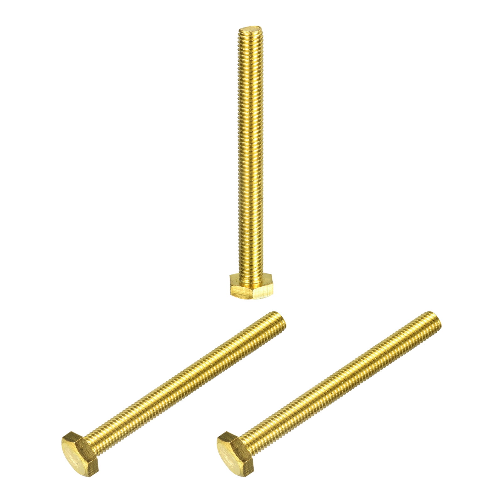 Brass Hex Bolts, M10x100mm 3 Pack Fully Thread Grade 4.8 Machine Screws ...