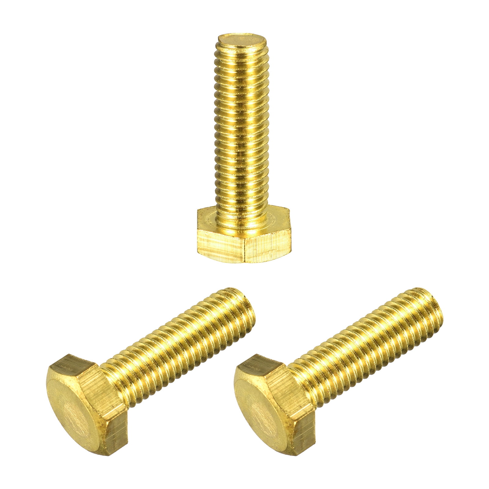 Brass Hex Bolts M10x35mm 3 Pack Fully Thread Grade 4 8 Machine Screws