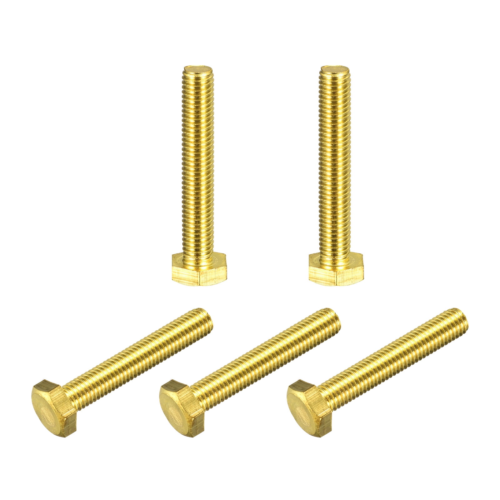 Brass Hex Bolts, M10x60mm 5 Pack Fully Thread Grade 4.8 Machine Screws ...
