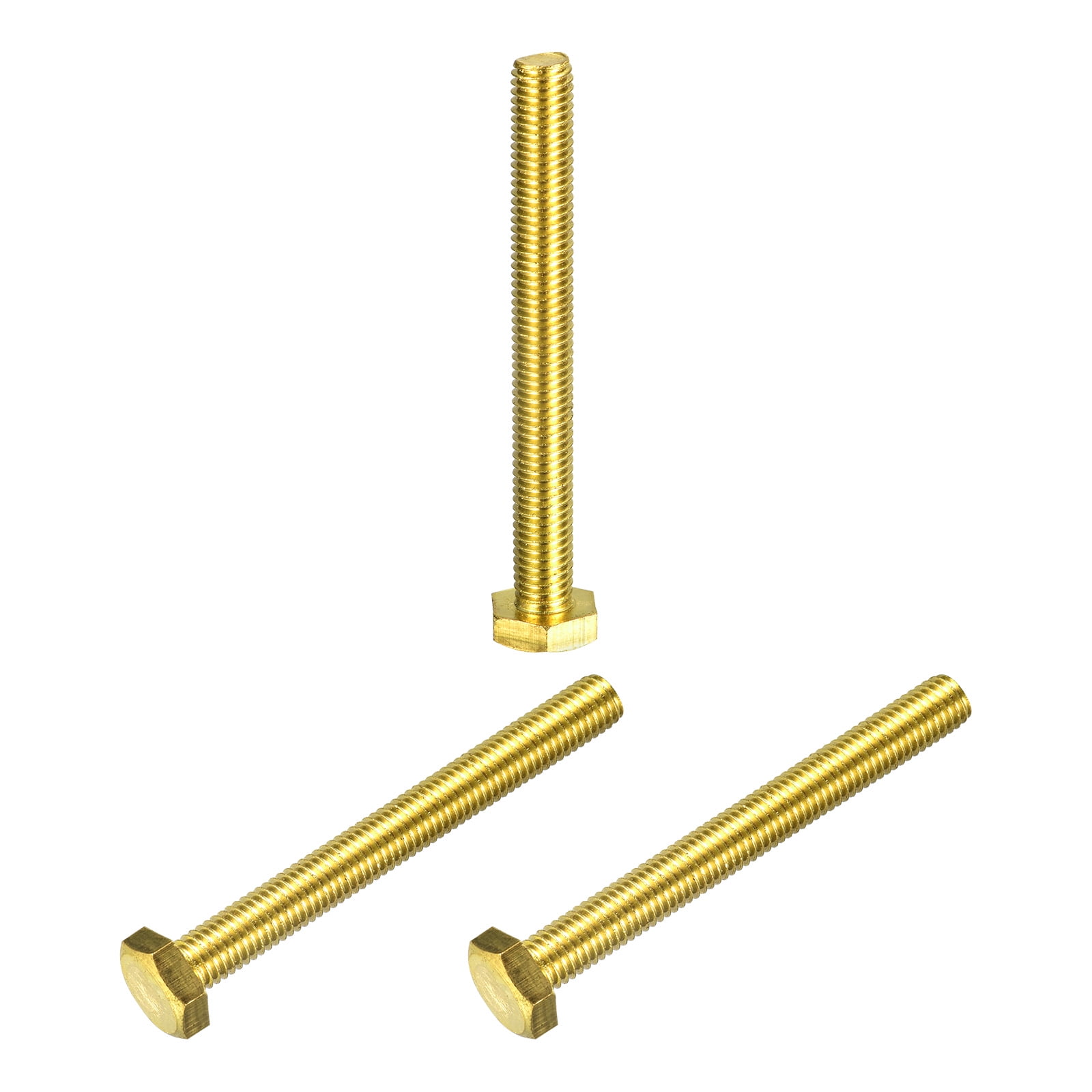 Brass Hex Bolts M10x90mm 3 Pack Fully Thread Grade 4 8 Machine Screws