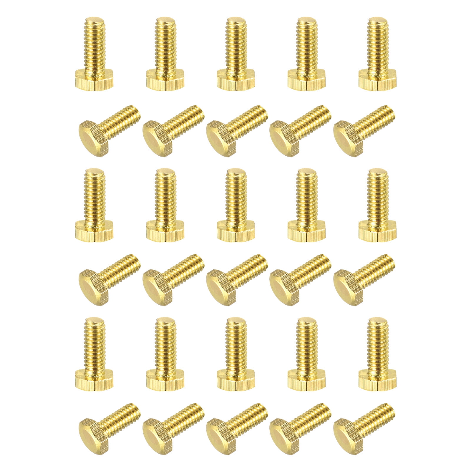 Brass Hex Bolts, M4x10mm 30 Pack Fully Thread Grade 4.8 Machine Screws ...