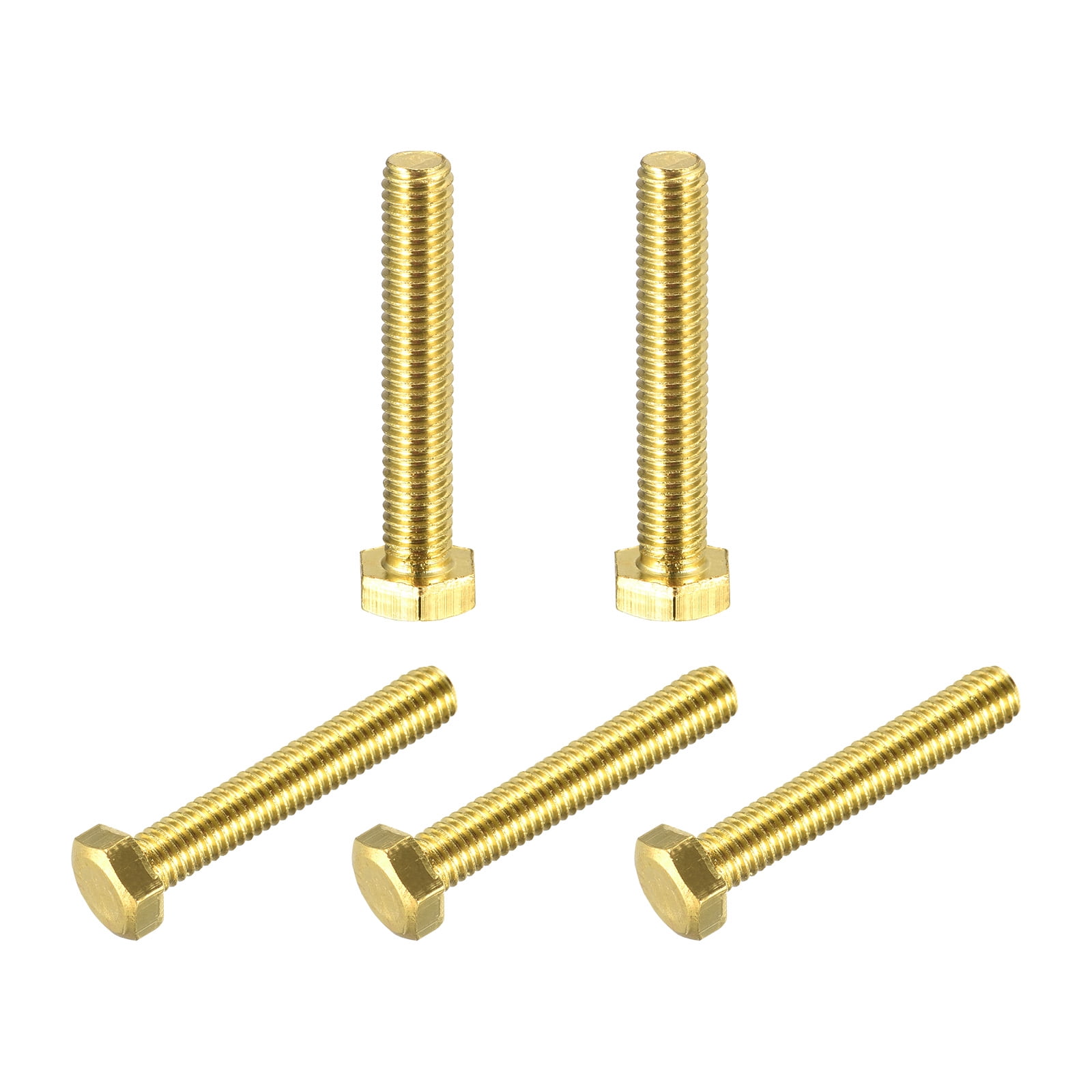 Brass Hex Bolts, M5x30mm 5 Pack Fully Thread Grade 4.8 Machine Screws ...