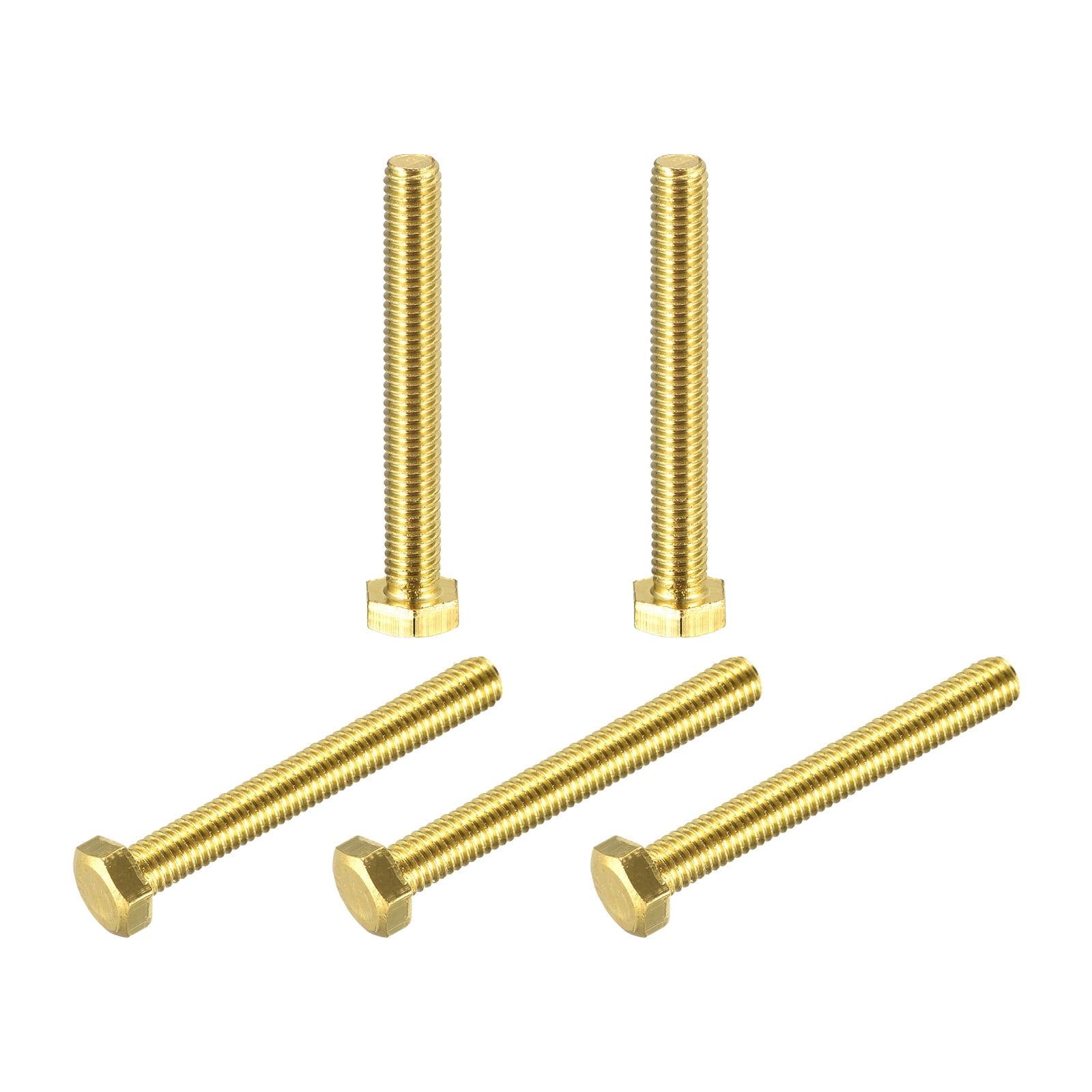 Brass Hex Bolts, M5x40mm 5 Pack Fully Thread Grade 4.8 Machine Screws ...