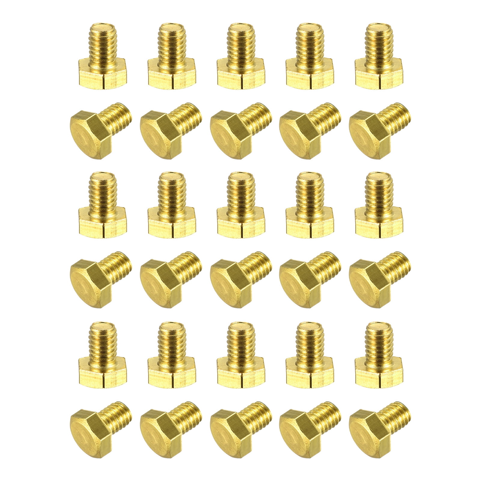 Brass Hex Bolts M6x8mm 30 Pack Fully Thread Grade 4 8 Machine Screws