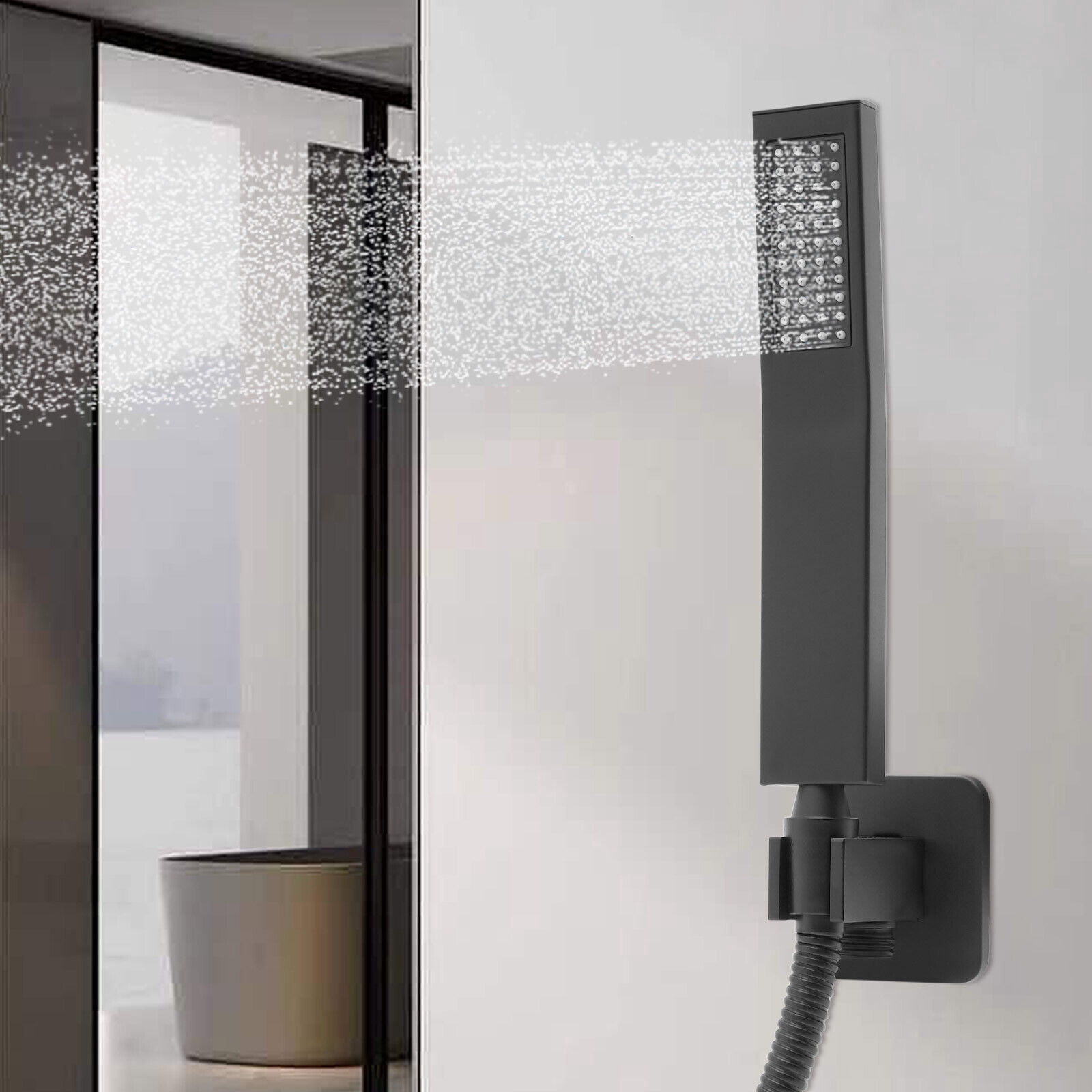 Brass High Pressure Hand Held Shower Square Head Matte Black for ...