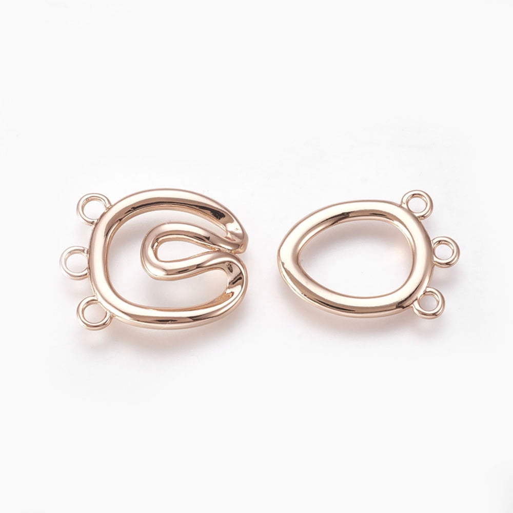 Brass Hook Clasps 3-Strand 6-Hole Real Rose Gold Plated 36mm Hole: 1.8 ...