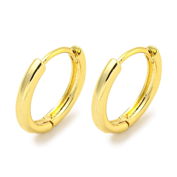 Brass Hoop Earrings Round Real 18K Gold Plated 13.5x2mm - Walmart.com