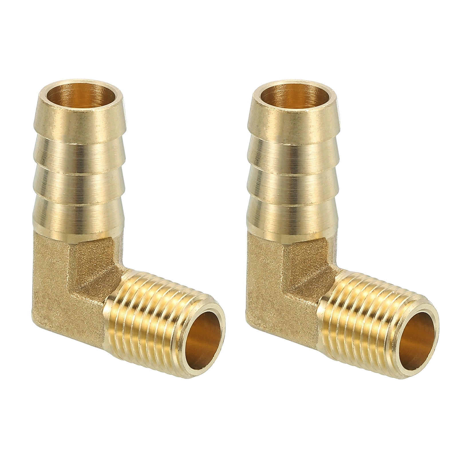 Brass Hose Barbed Elbow Fitting 2 Pack 1/2" Barb x 1/4" NPT Male 90 Degree Brass - Walmart.com