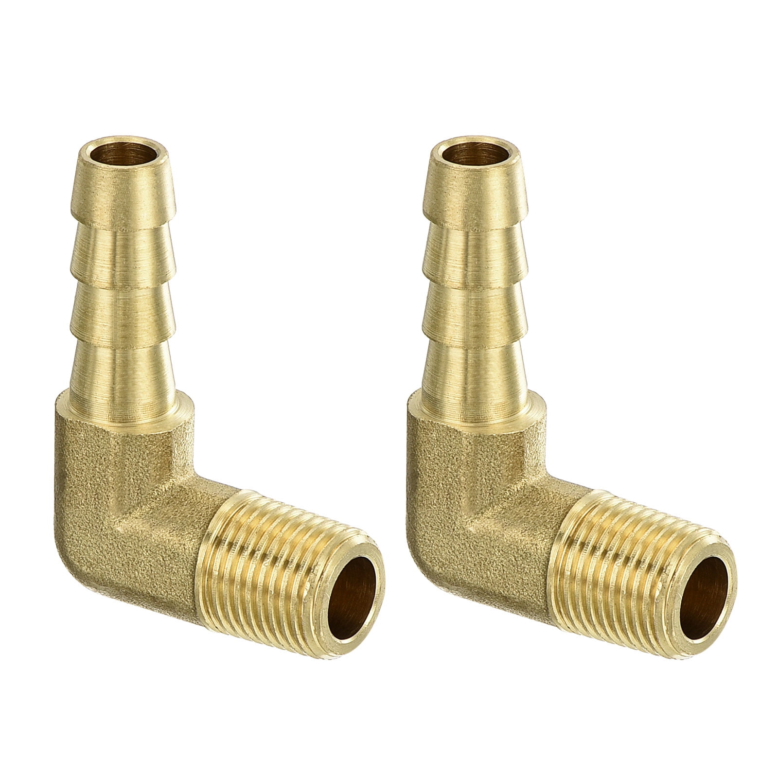 Brass Hose Barbed Elbow Fitting 2 Pack 1/4" Barb x 1/8" NPT Male 90 Degree Brass - Walmart.com