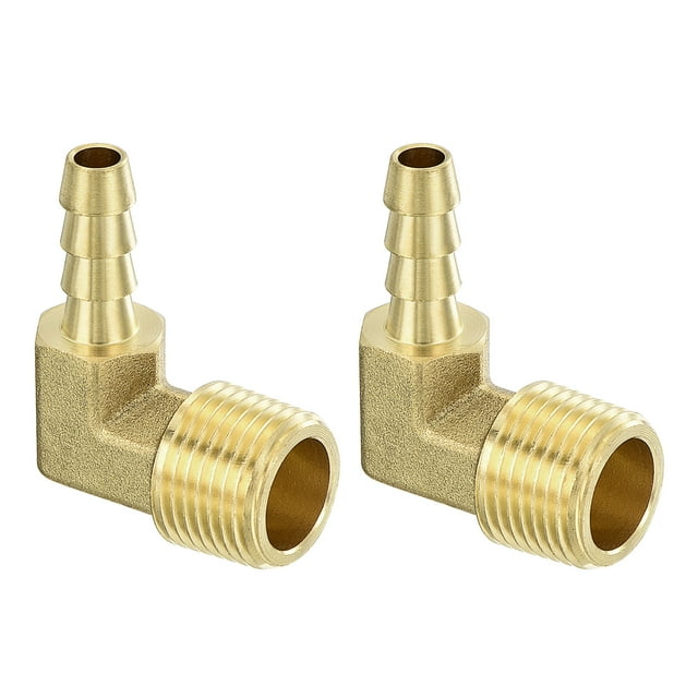Brass Hose Barbed Elbow Fitting, 2 Pack 1/4" Barbx3/8" NPT Male 90 Degree - Walmart.com