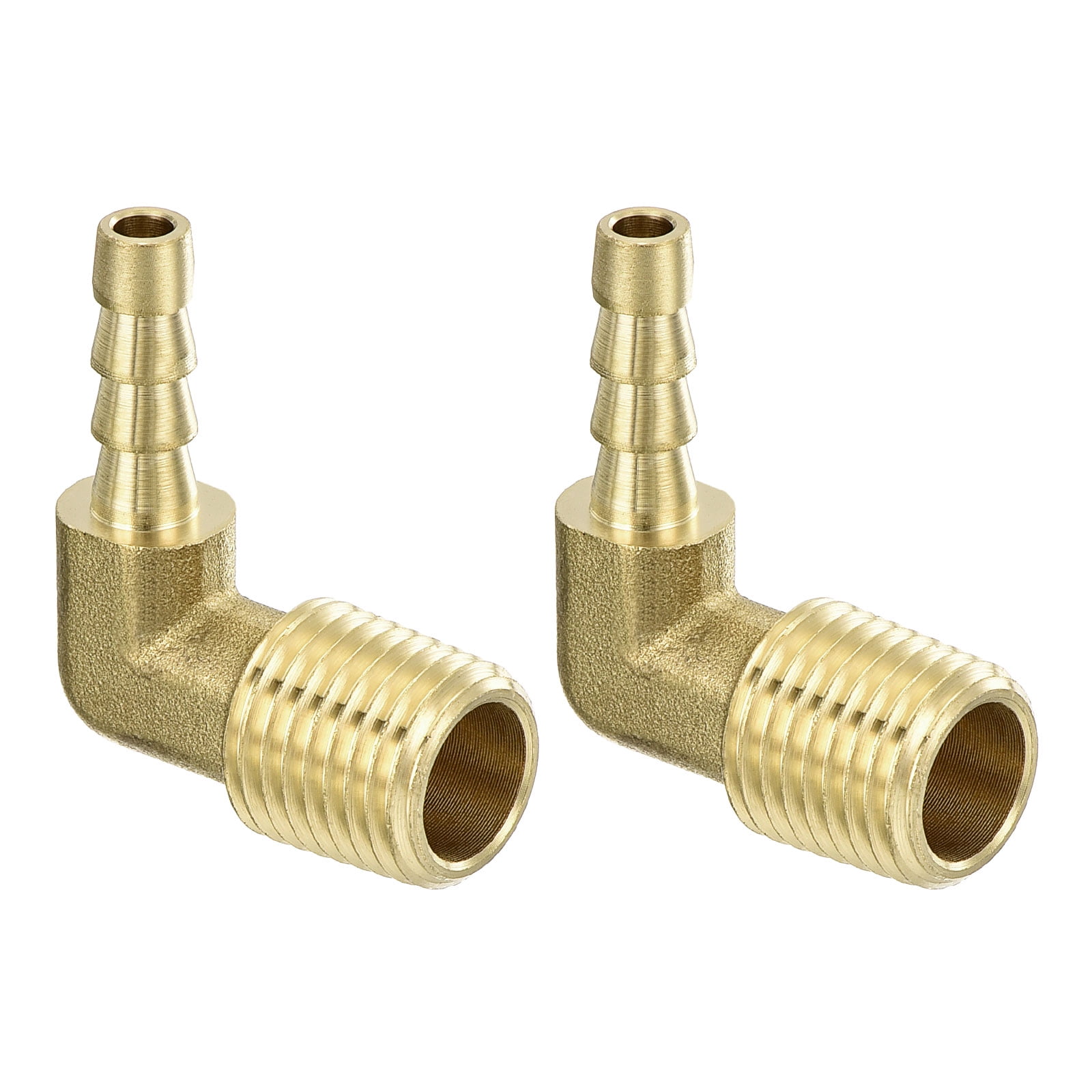 Brass Hose Barbed Elbow Fitting, 2 Pack 3/16" Barbx1/4" NPT Male 90 Degree - Walmart.com