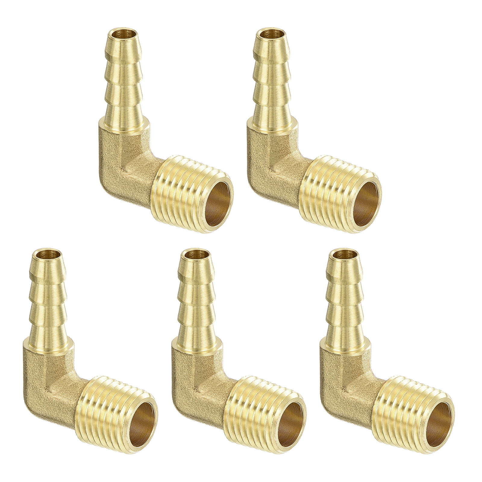 Brass Hose Barbed Elbow Fitting, 5 Pack 1/4" Barbx1/4" NPT Male 90 Degree - Walmart.com