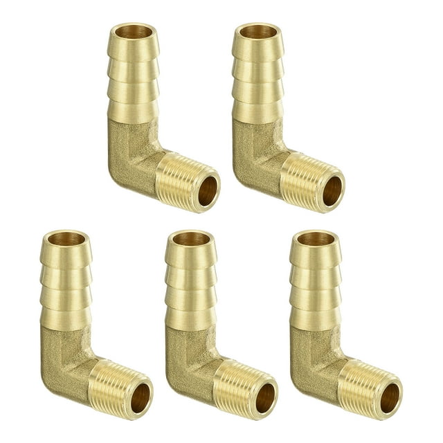 Brass Hose Barbed Elbow Fitting, 5 Pack 3/8" Barbx1/8" NPT Male 90 Degree - Walmart.com