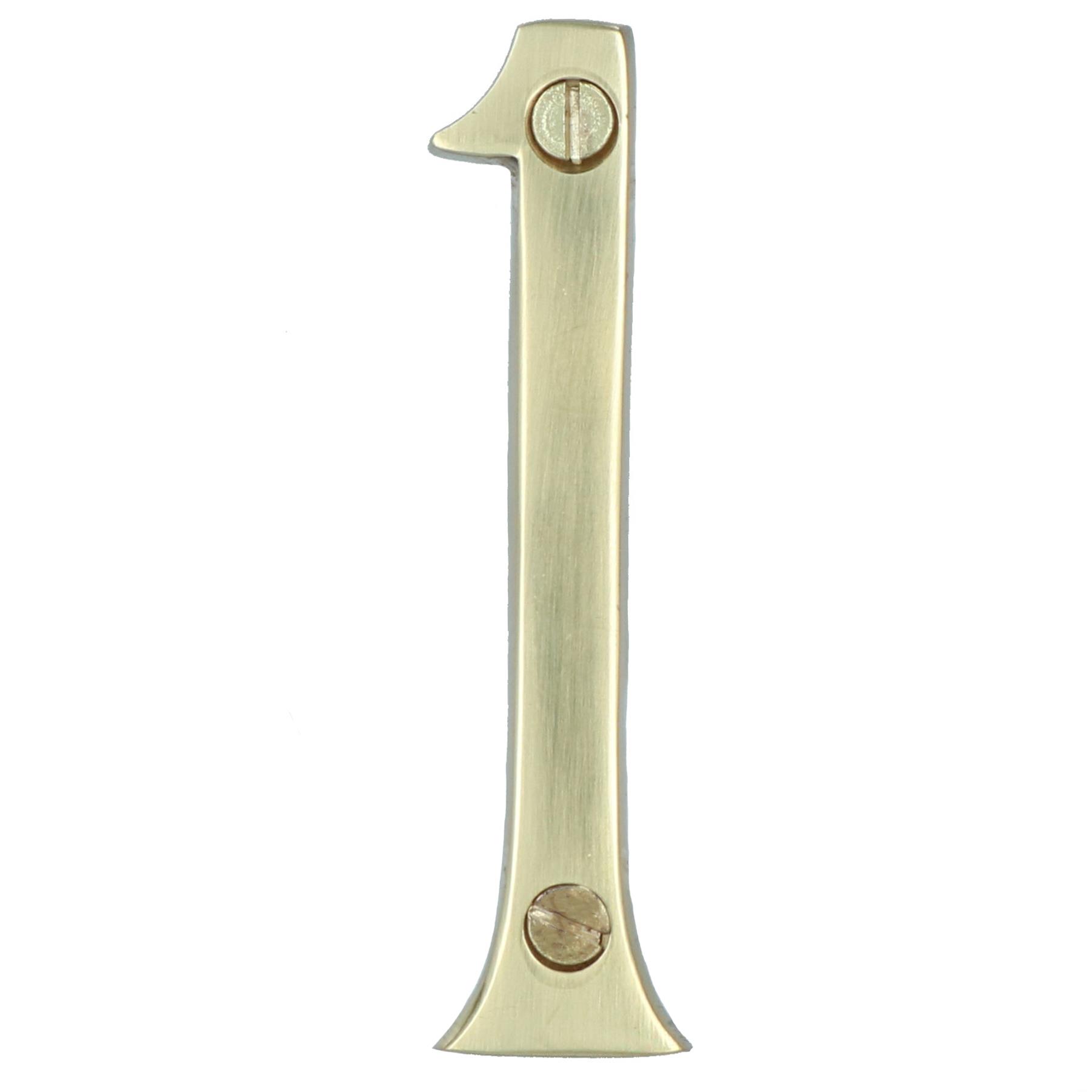 Brass House Number 1 Door Sign 70mm Plaque Street Home Address Mail ...