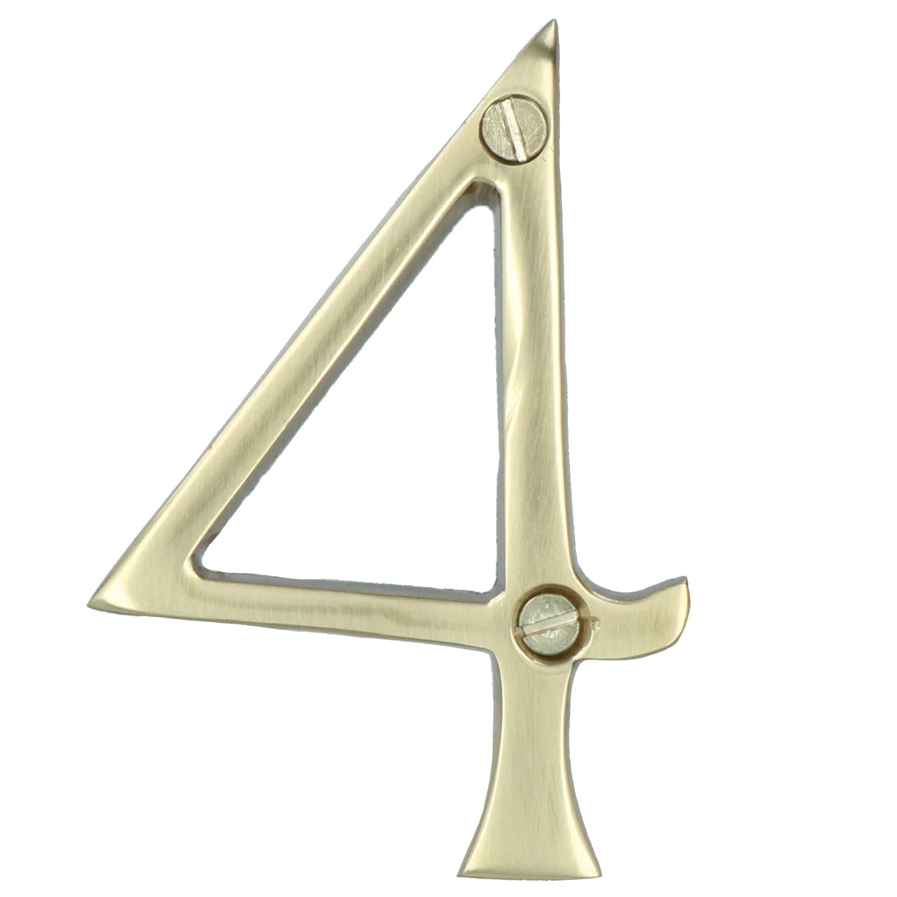 Brass House Number 4 Door Sign 70mm Plaque Street Home Address Mail ...