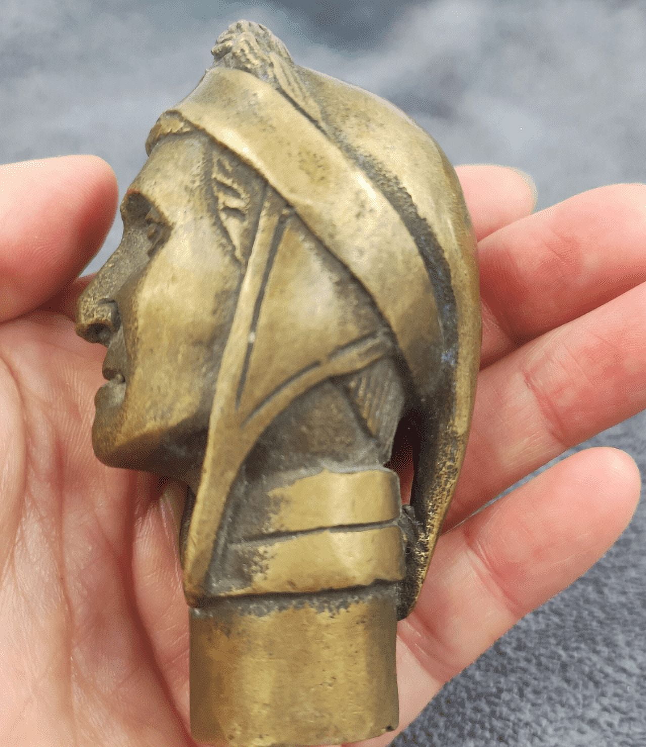 Brass Human Head figure statue Handle Walking Cane Antiqued Style Solid ...