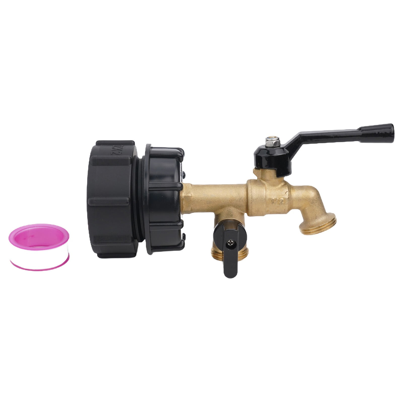 Brass IBC Tote Double Outlet Adapter S60 Fine Wire Hose Fitting - Dual ...