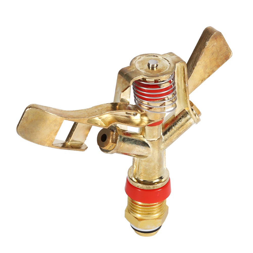 Brass Impact Sprinkler, 360° IFF17 Rotating Rocker Sprinkler with Nozzles, 1/2 Inch Garden ...