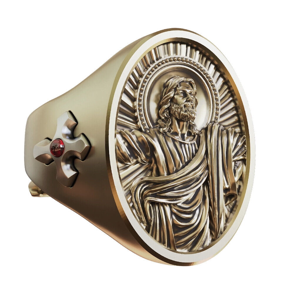 Brass Jesus Christ Cross Ring Religious Details Jewelry BR508 US Size ...