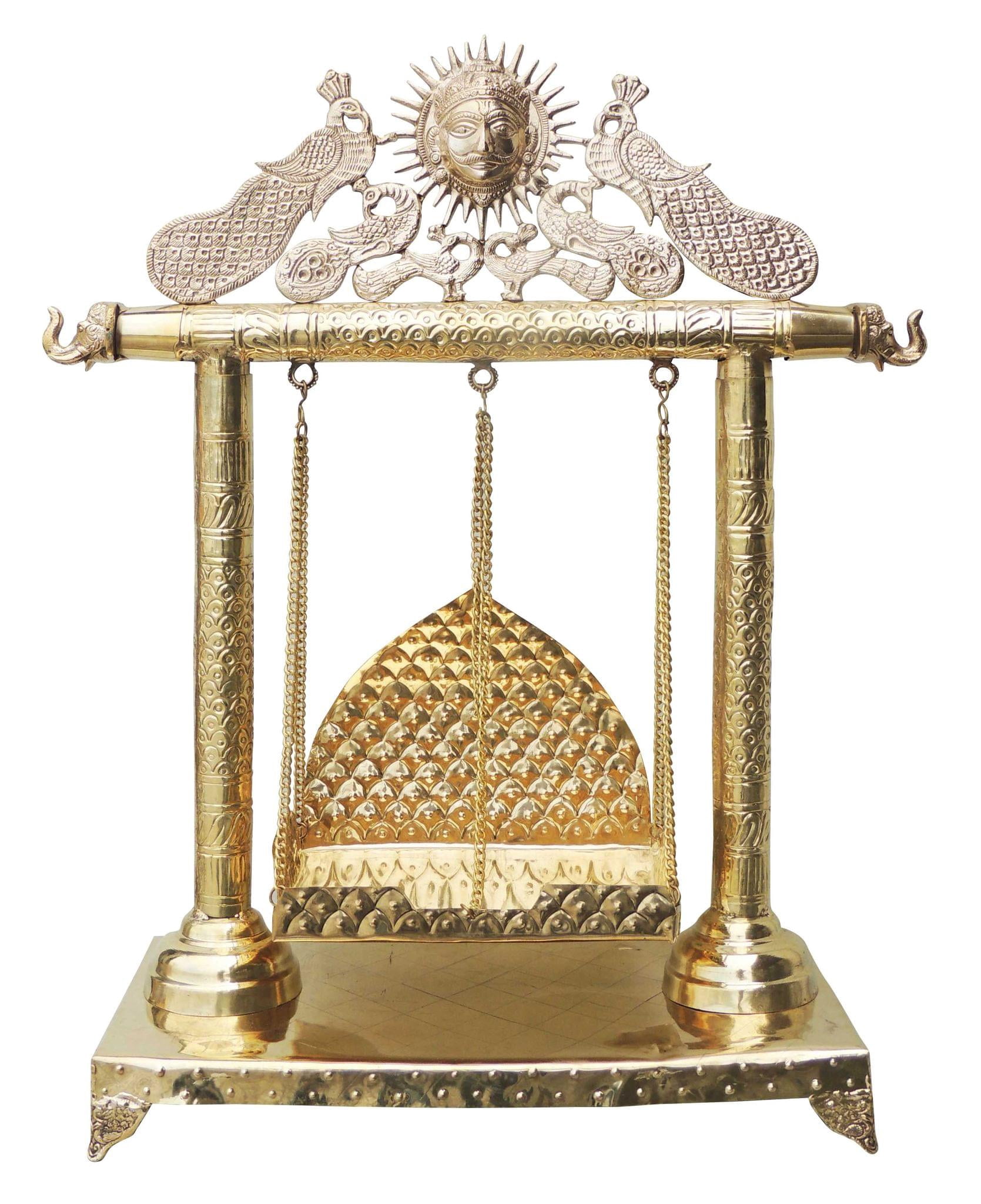 Brass Jhula for God 4.88kg, Brass Metal Jhula, Brass Big Palna, Brass ...