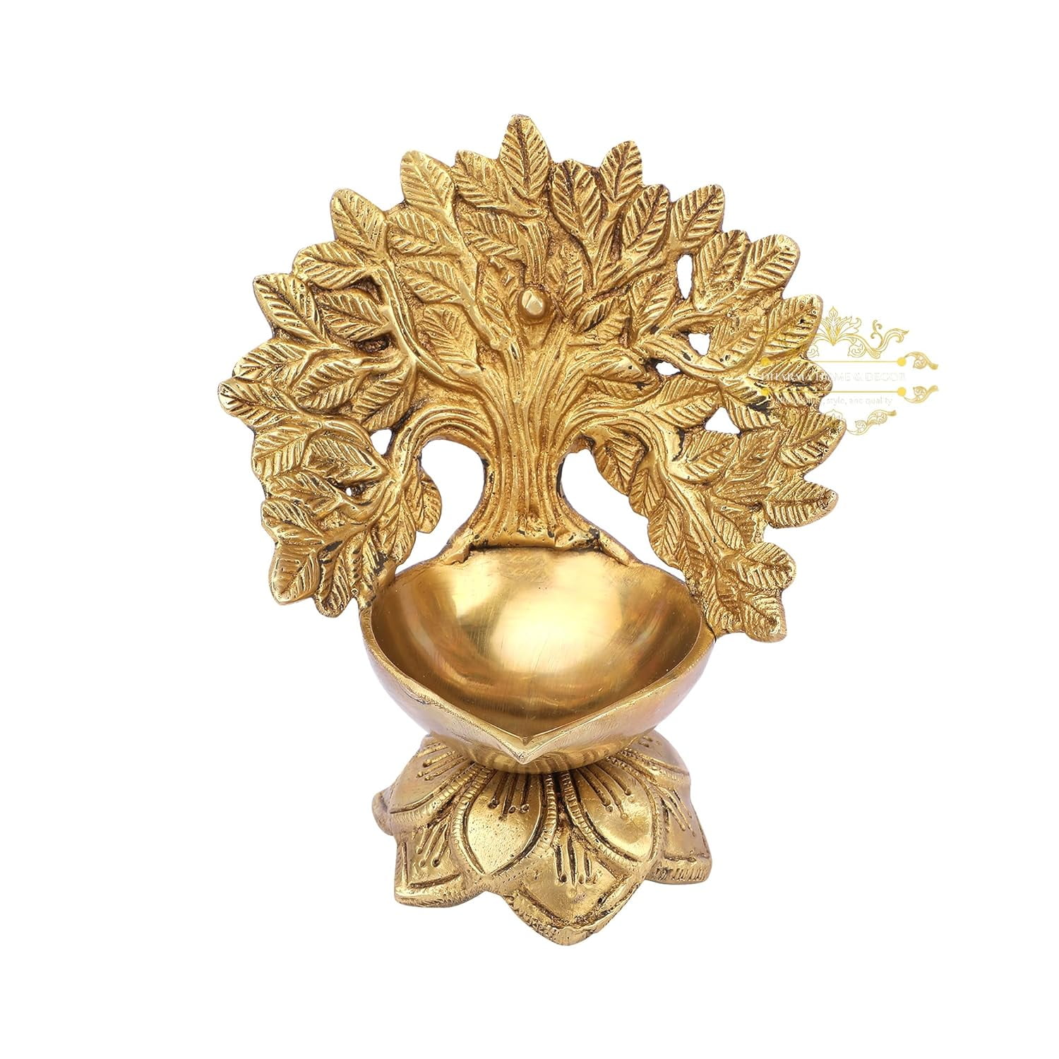 Brass Kalpavriksha Tree Diya on Lotus - Walmart.com