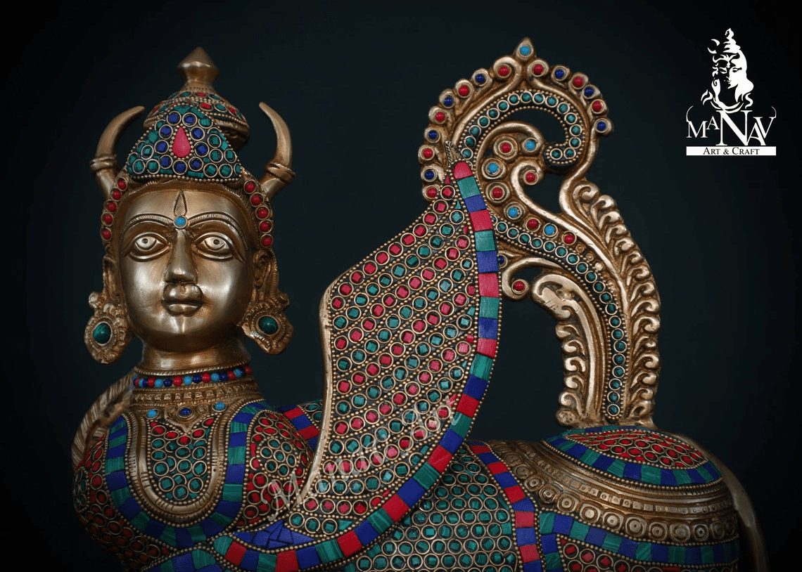 Brass Kamdhenu Cow With Calf, 42 CM Goddess Surabhi statue, Kamdhenu ...