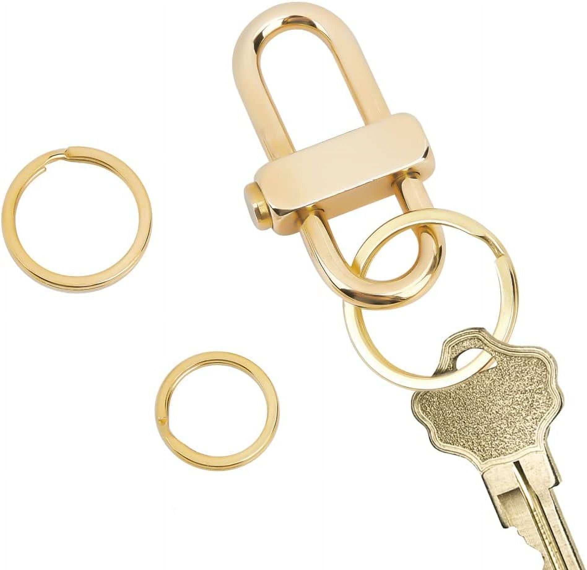 Brass Key Chain with 3 Rings Screw Lock Keychain Gold Pressing Side ...