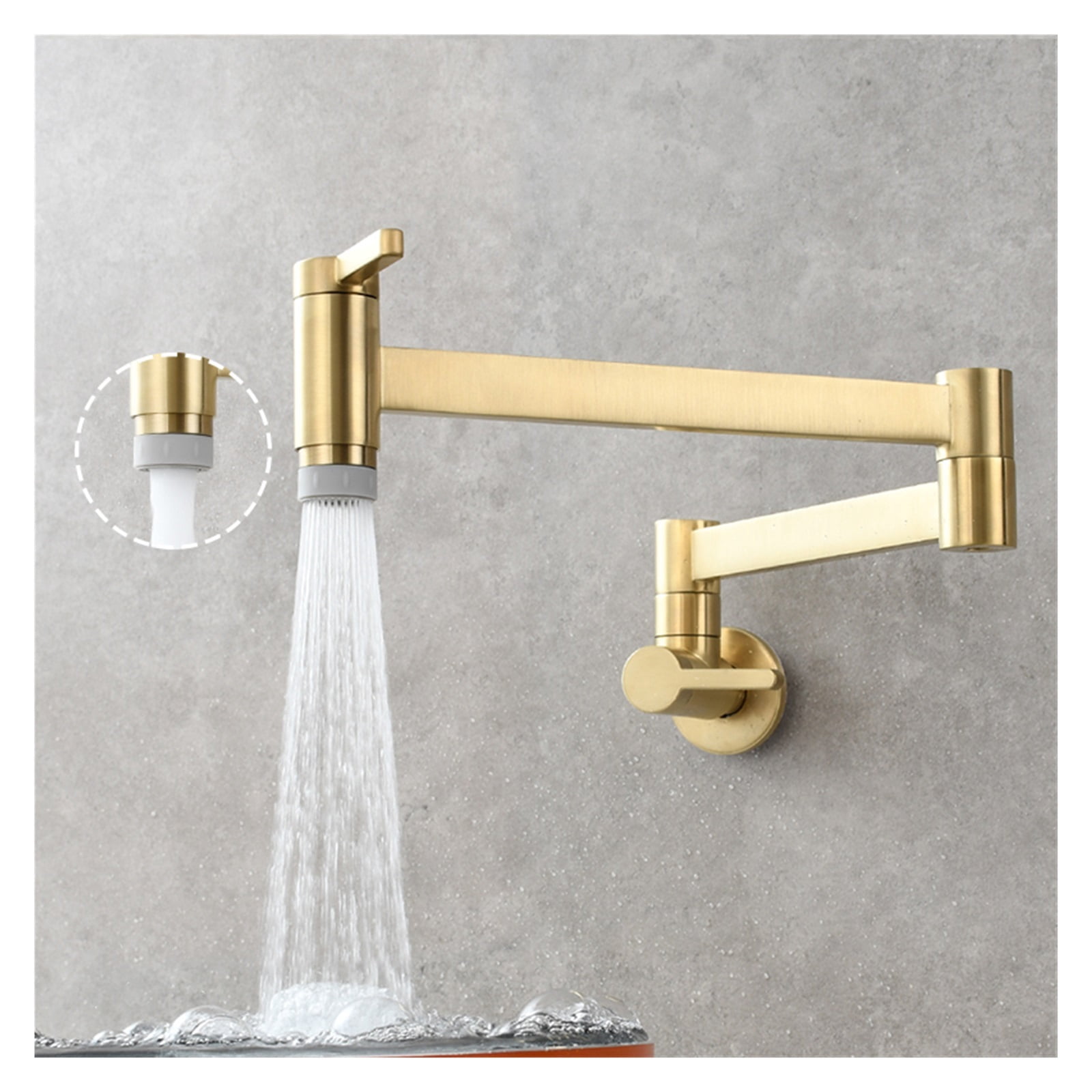 Brass Kitchen Faucet Wall Mount Pot Filler Faucet 360 Rotatable Folding ...