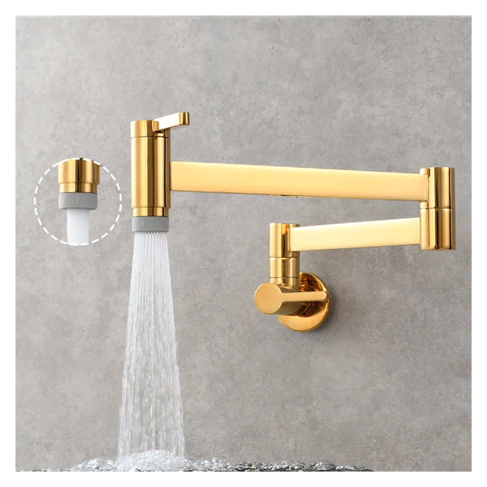 Brass Kitchen Faucet Wall Mount Pot Filler Faucet 360 Rotatable Folding ...