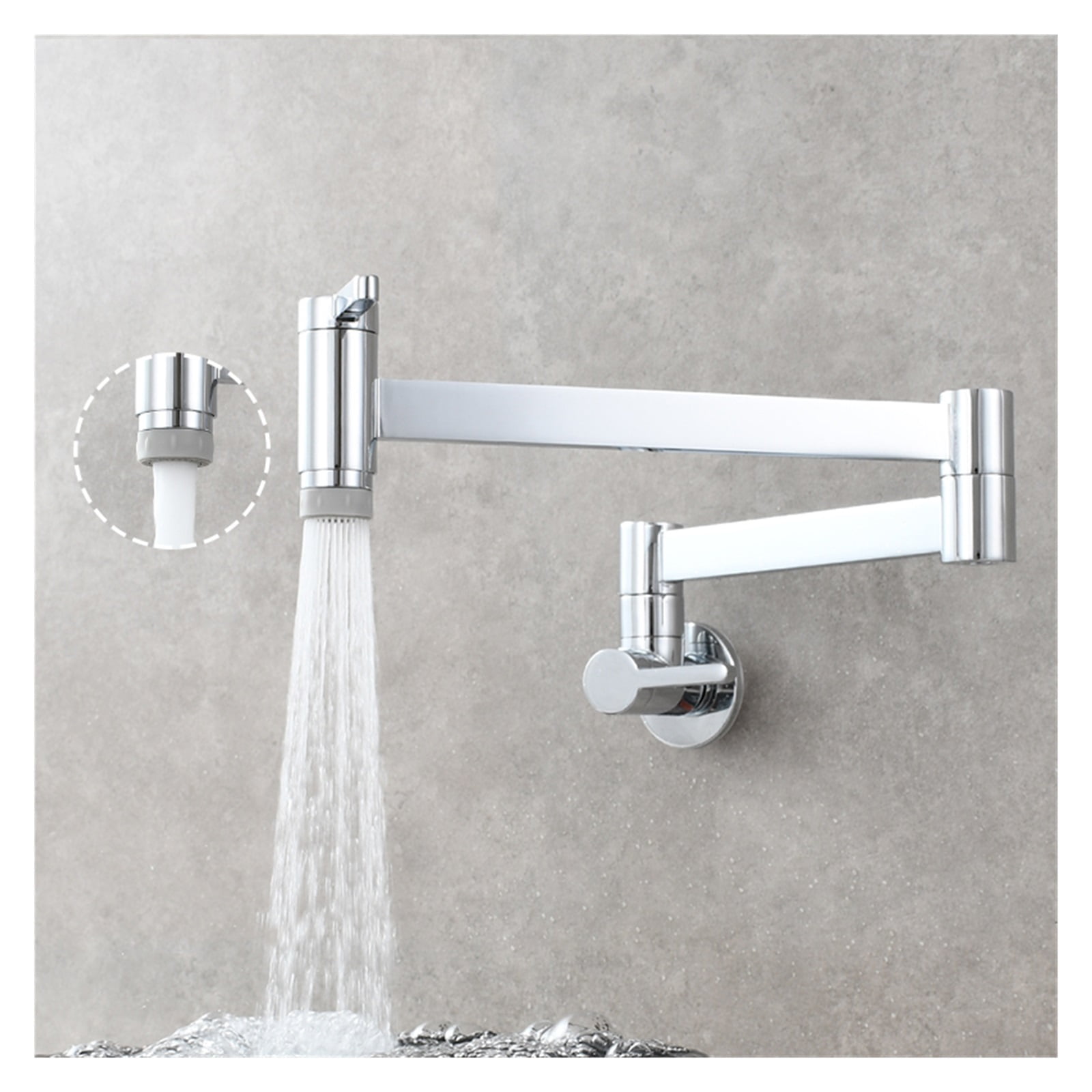 Brass Kitchen Faucet Wall Mount Pot Filler Faucet 360 Rotatable Folding ...