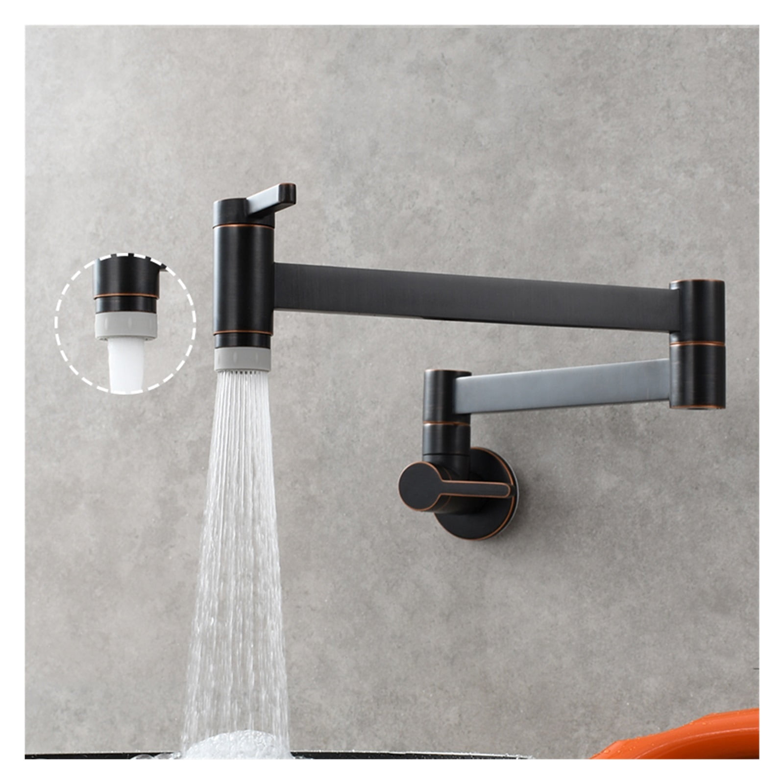 Brass Kitchen Faucet Wall Mount Pot Filler Faucet 360 Rotatable Folding ...