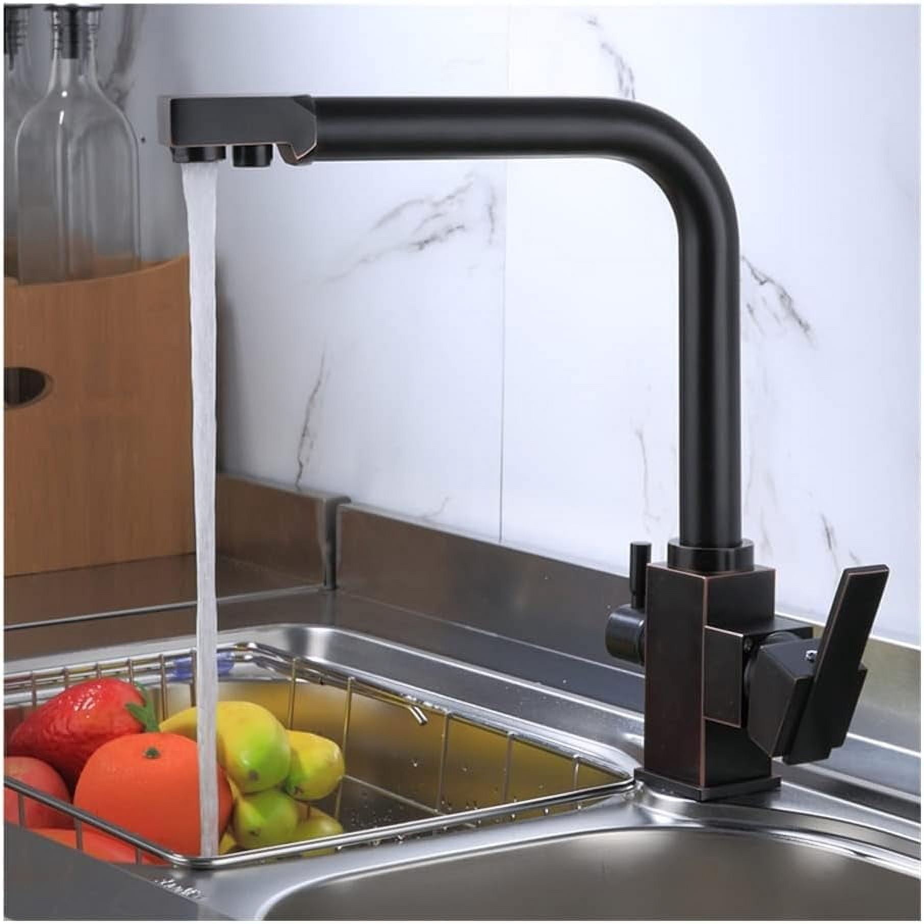 Brass Kitchen Faucet with Water Purification - 360° Rotation Sink Mixer ...