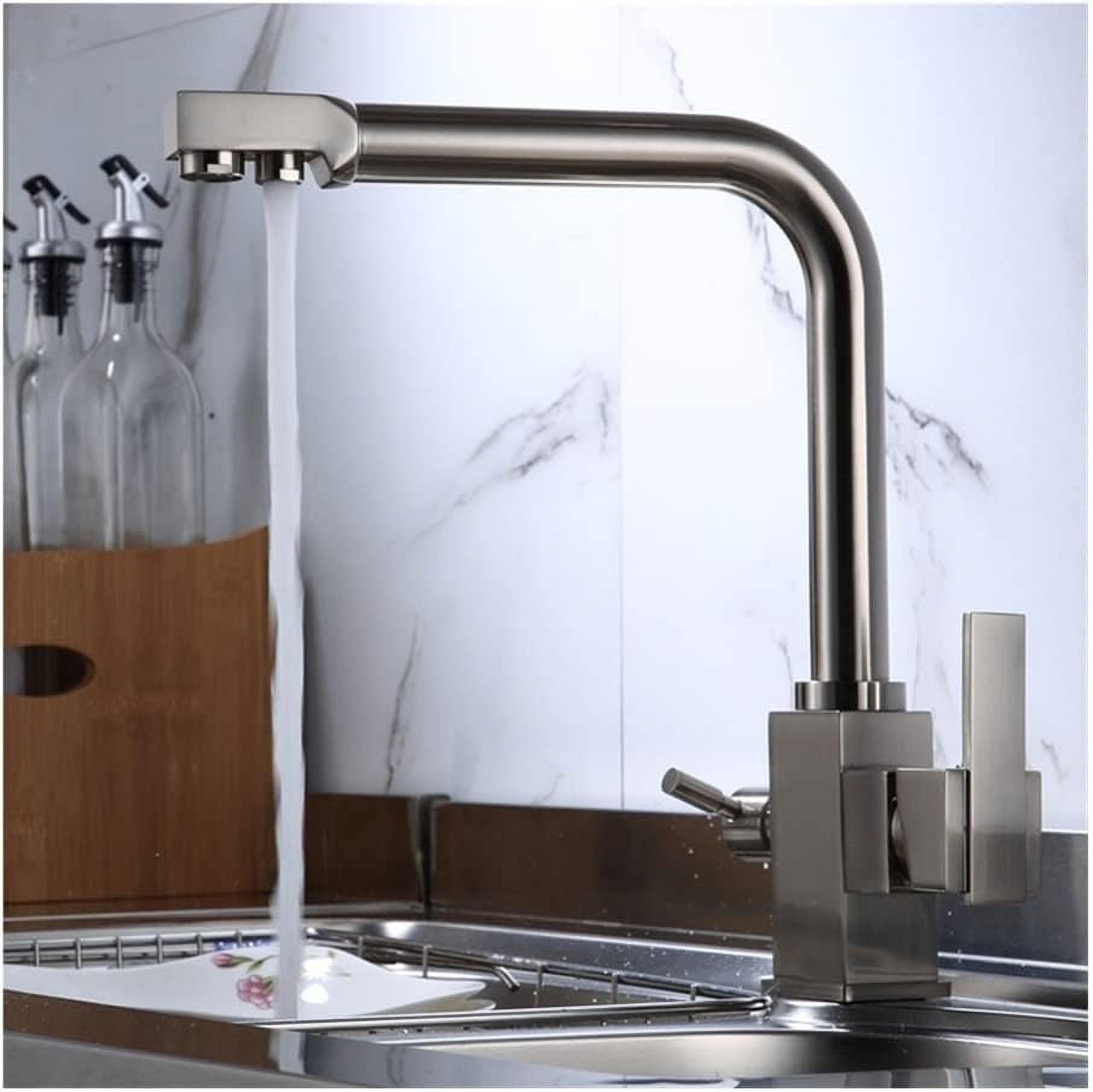 Brass Kitchen Faucet with Water Purification - 360° Rotation Sink Mixer ...