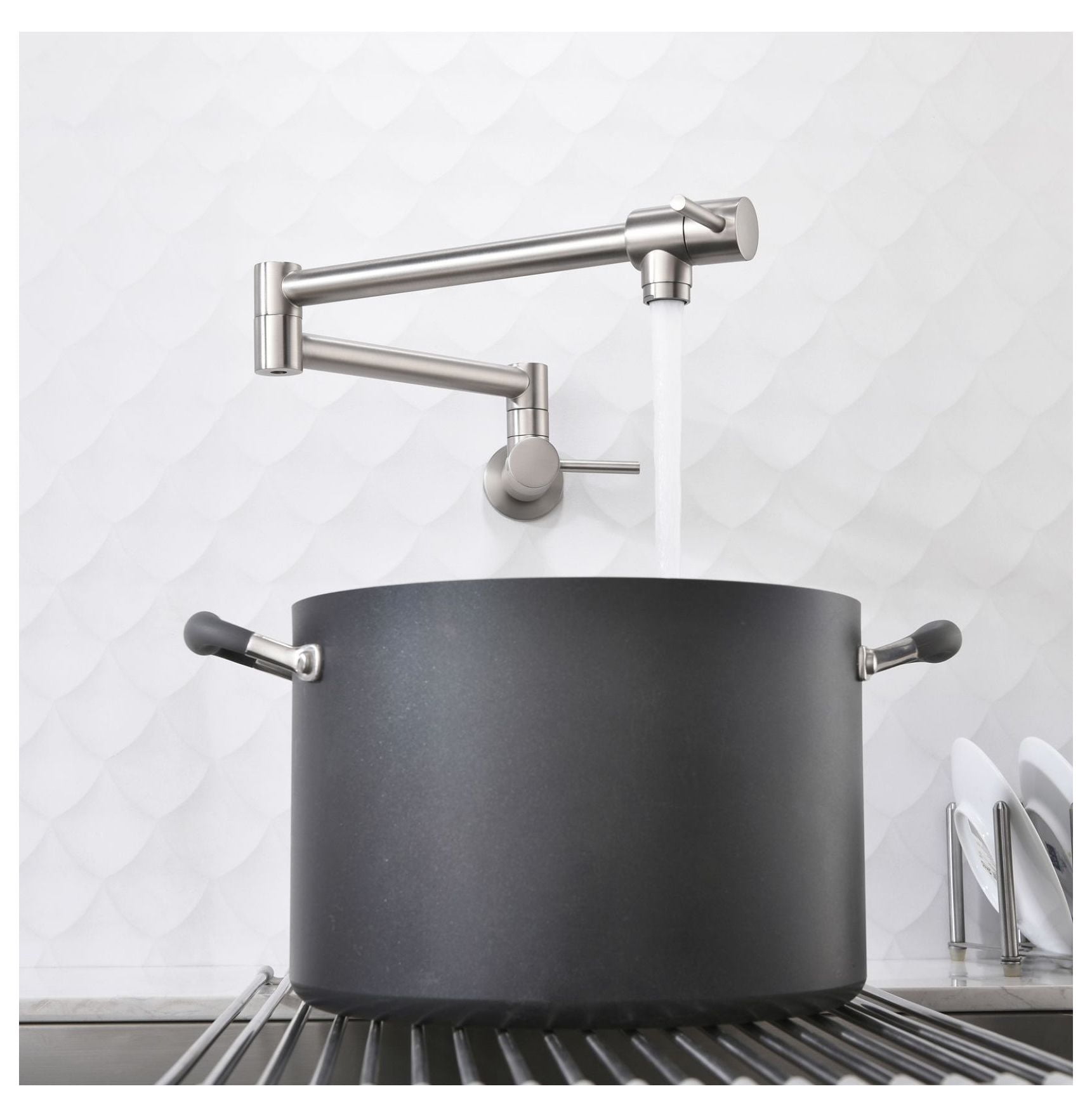 Brass Kitchen Wall Mount - 1/2'' NPT Folding Two Handle Cold Water Tap ...
