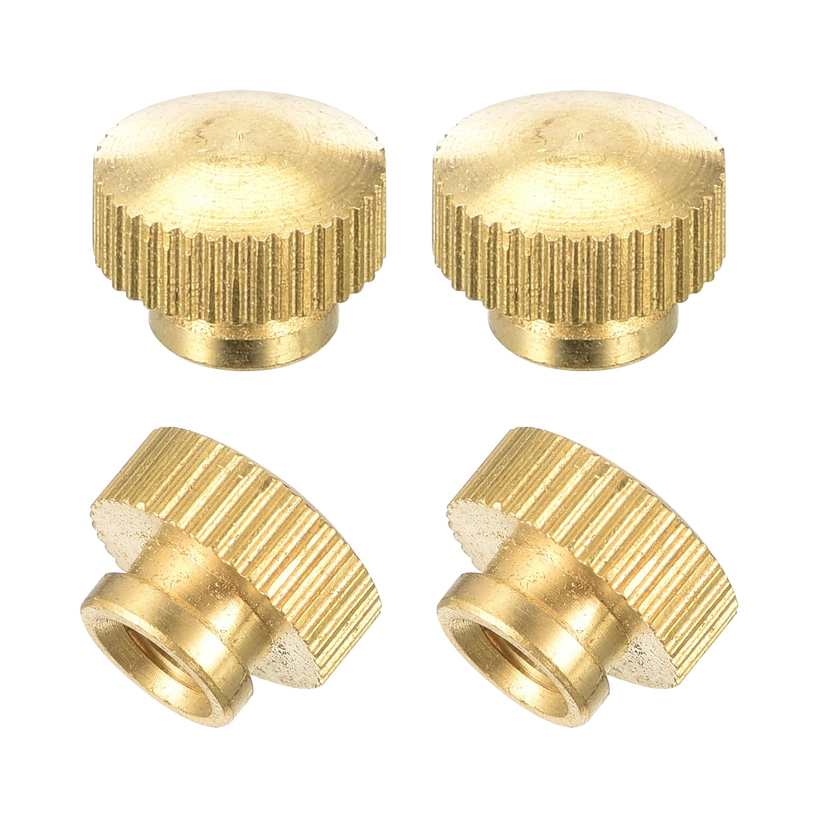 Brass Knurled Thumb Nuts, M5x0.8mm Round Stepped Knobs Fasteners 4Pack ...