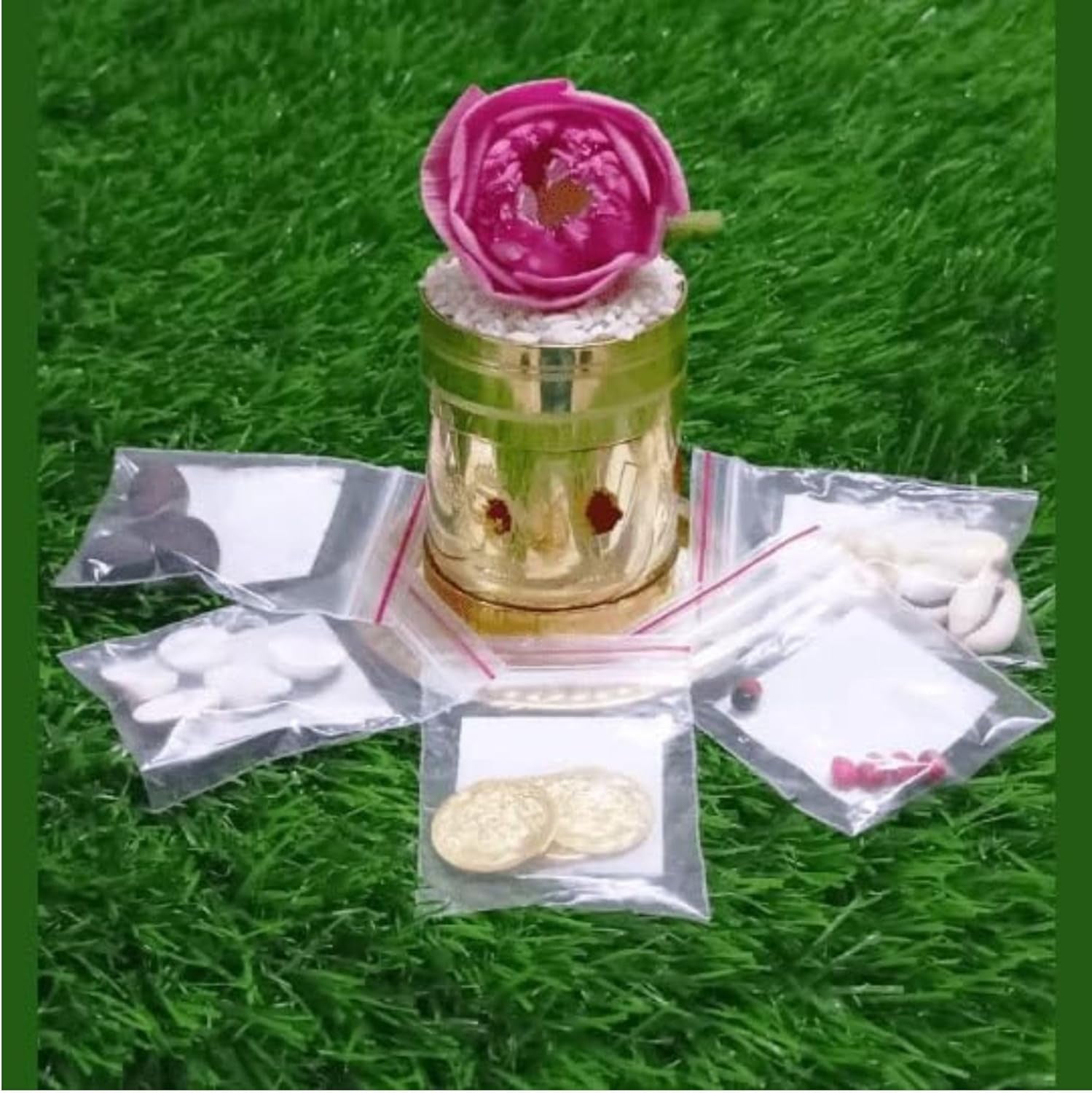 Brass Kubera Laks Pooja Padi/Kunjam Set Gomti Chakra Religious Gift ...