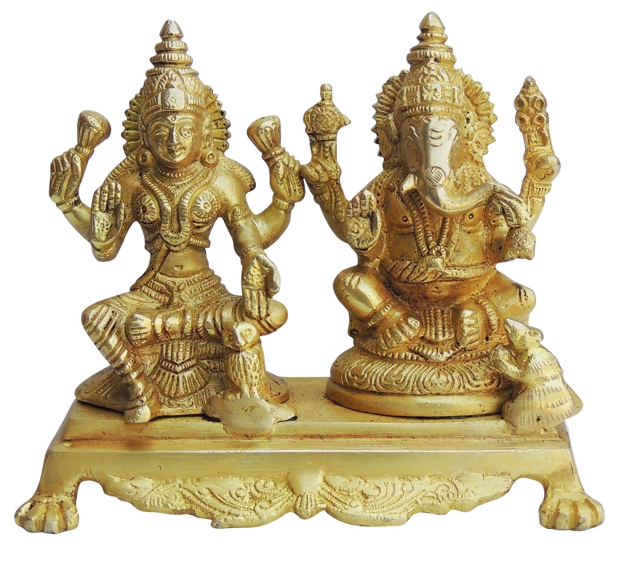 Brass Laxmi Ganesh God Idol Statue 2.16kg - Walmart.com