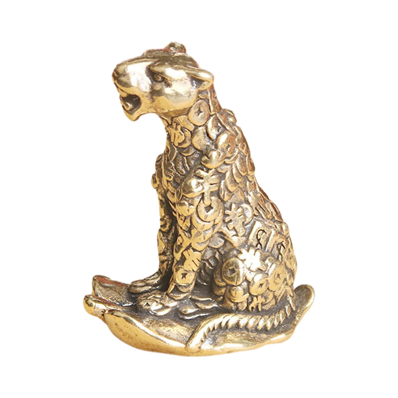 Brass Leopard Ornament Leopard Figurine Copper Animal Statue Presents ...